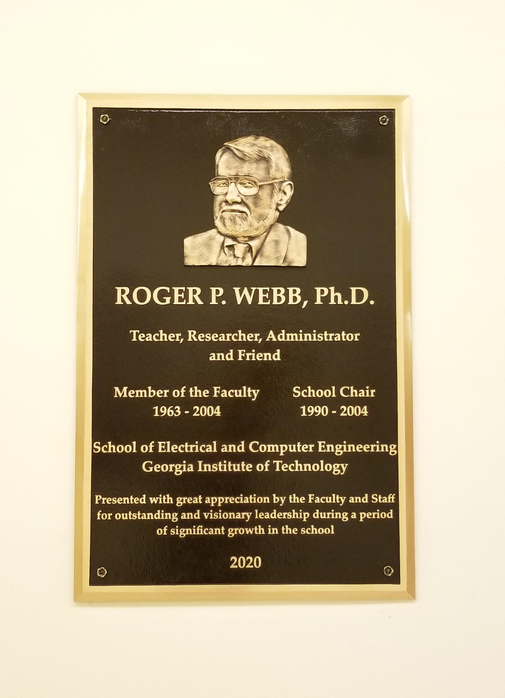 Webb Honored with Commemorative Plaque in Van Leer Building | School of Electrical and Computer ...